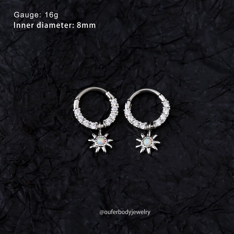 16G Sun Dangle Septum Hoop/septum Clicker/dangle Daith - Etsy