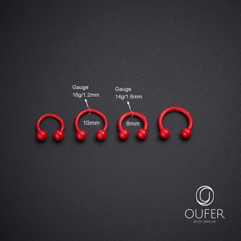 Oufer X Roly 6PCS Rainbow Set Multicolored Horseshoe Septum Ring/16g ...