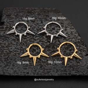 16G Implant Titanium Spike Septum Ring/nose Ring/daith Hoop/hinged ...