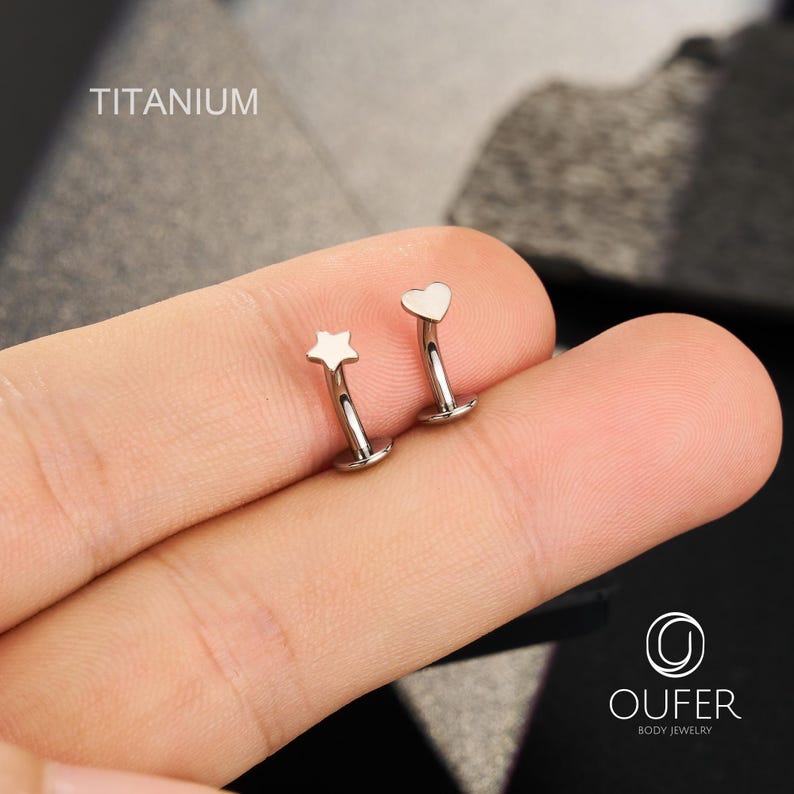 14G Titanium Threadless Floating Heart/star Belly Button Ring/curved ...