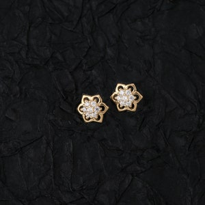 14K Solid Gold CZ Dermal Tops/internally Threaded Dermal Anchor Tops ...