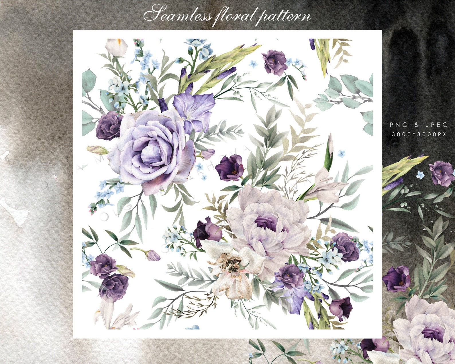 Floral Patterns, Digital Paper, Watercolor Flowers, PNG With ...