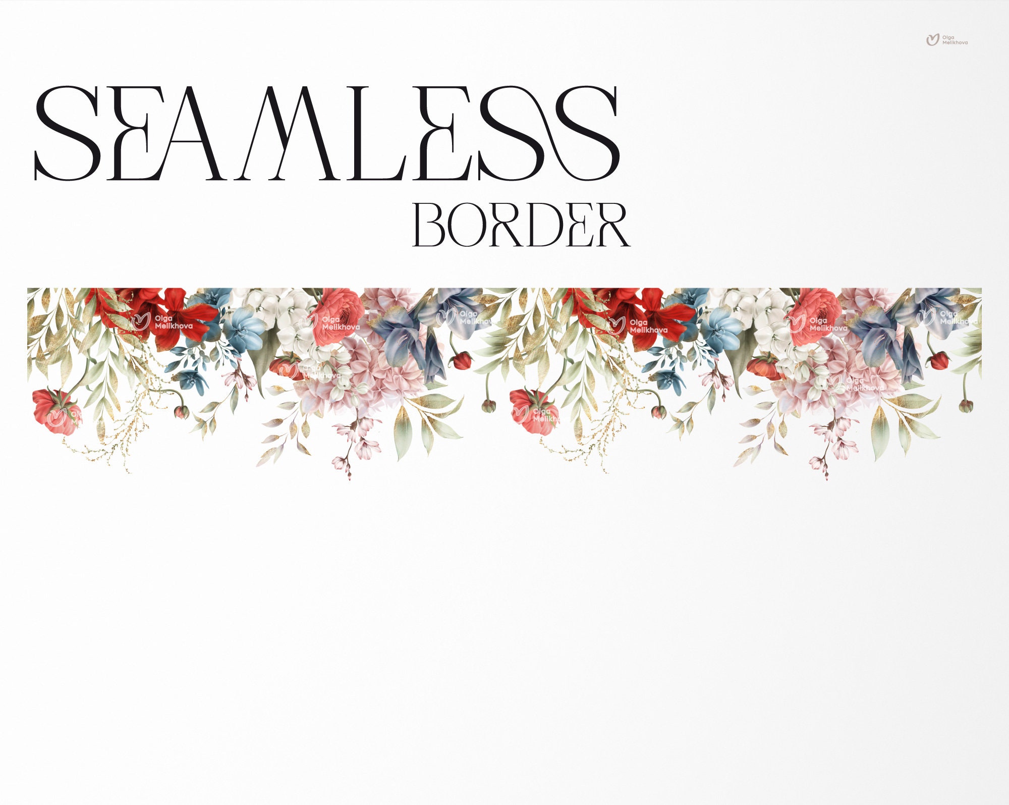 Floral Border Garden Flowers Border Golden Leaves & Flowers - Etsy