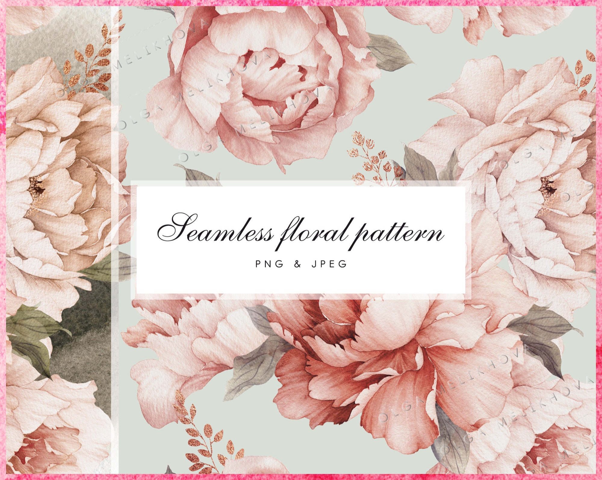 Seamless floral pattern Digital paper Watercolor clipart | Etsy