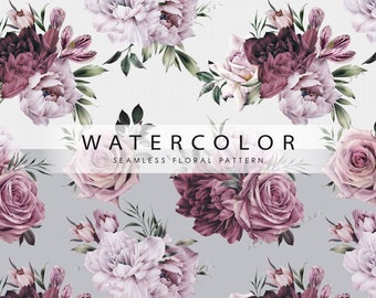 Seamless Patterns Vibrant Purple Flowers - Digital Scrapbook Paper - 4 ...