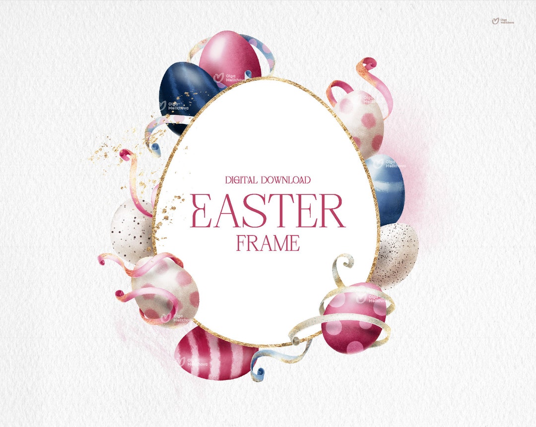 Easter Frame, Easter Eggs, Frame-border PNG, Digital Greeting Card ...