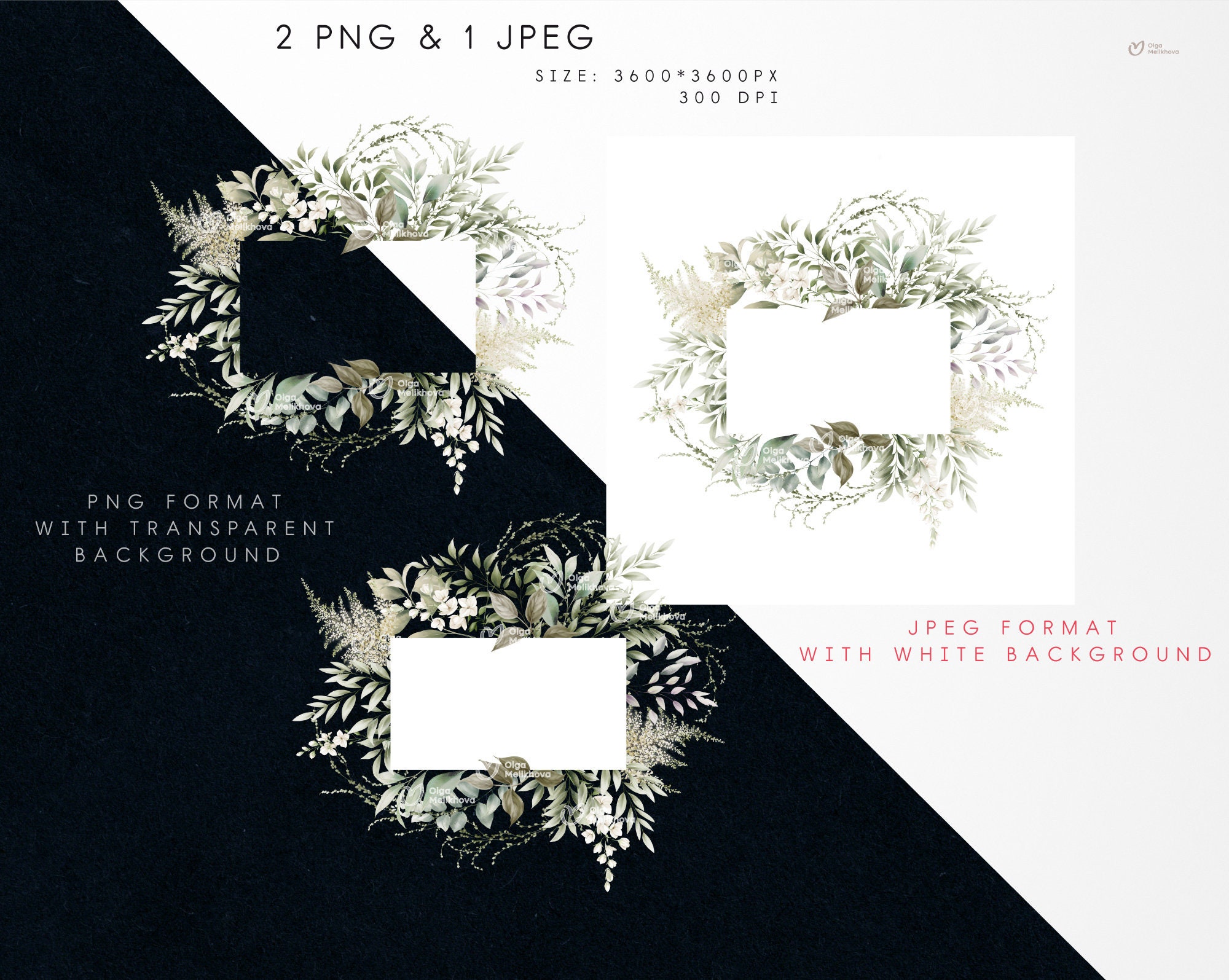 Floral Frame Greenery Frame Foliage Wedding Invite Card - Etsy