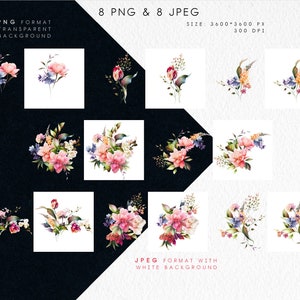 Bright Flowers, Floral Bouquets Clipart, Floral Clipart, Printable ...