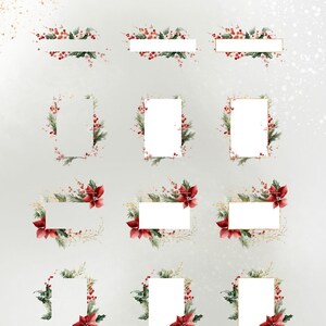 Christmas Collection, Digital XMAS Cliparts PNG, Floral Frames, Borders ...