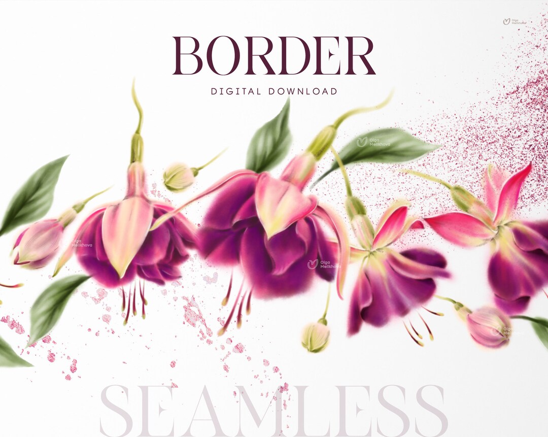 Floral Border, Fuchsia Border, Pink Florers, Wedding Invite Card ...