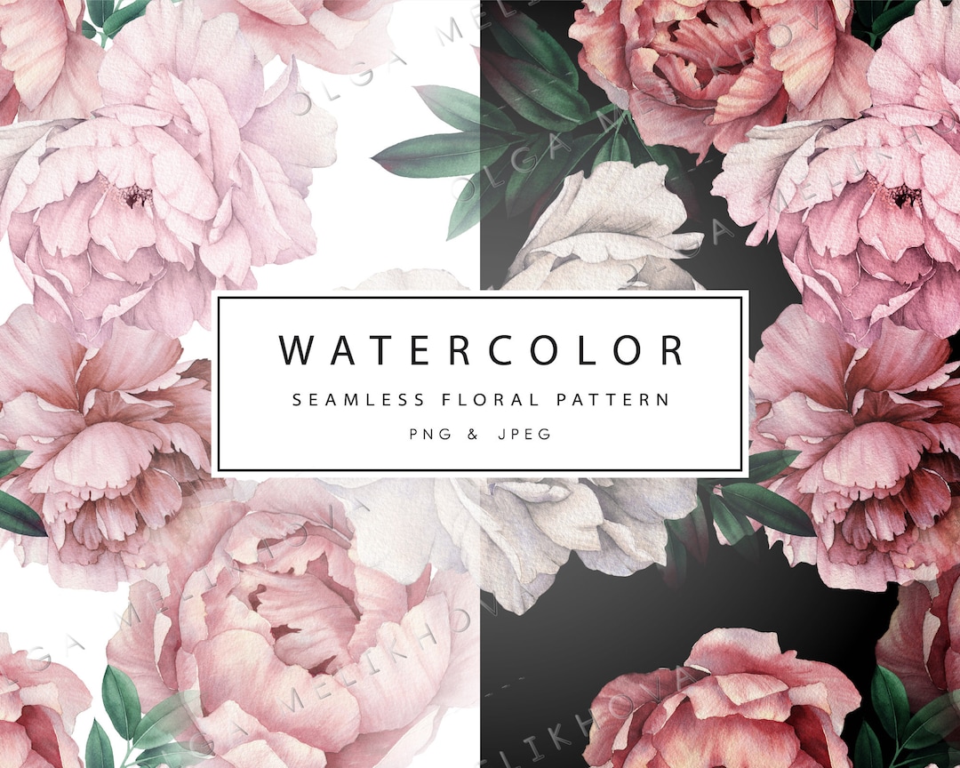 Seamless Floral Patterns | Watercolor Peonies Clipart | Digital Paper ...