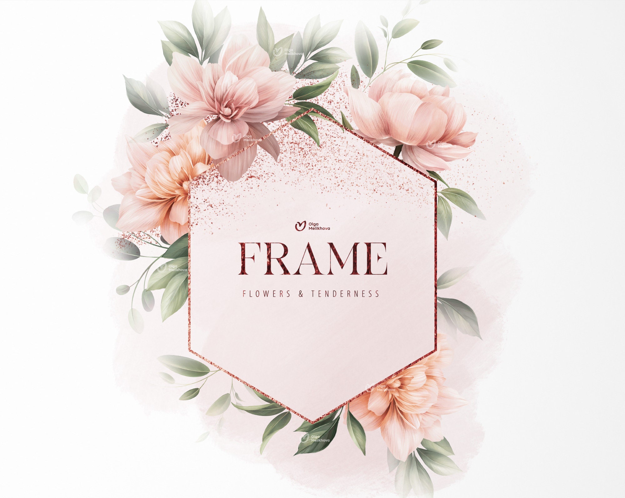 Floral Frame, Peonies Flowers, Peony Frame, Wedding Invite Card ...