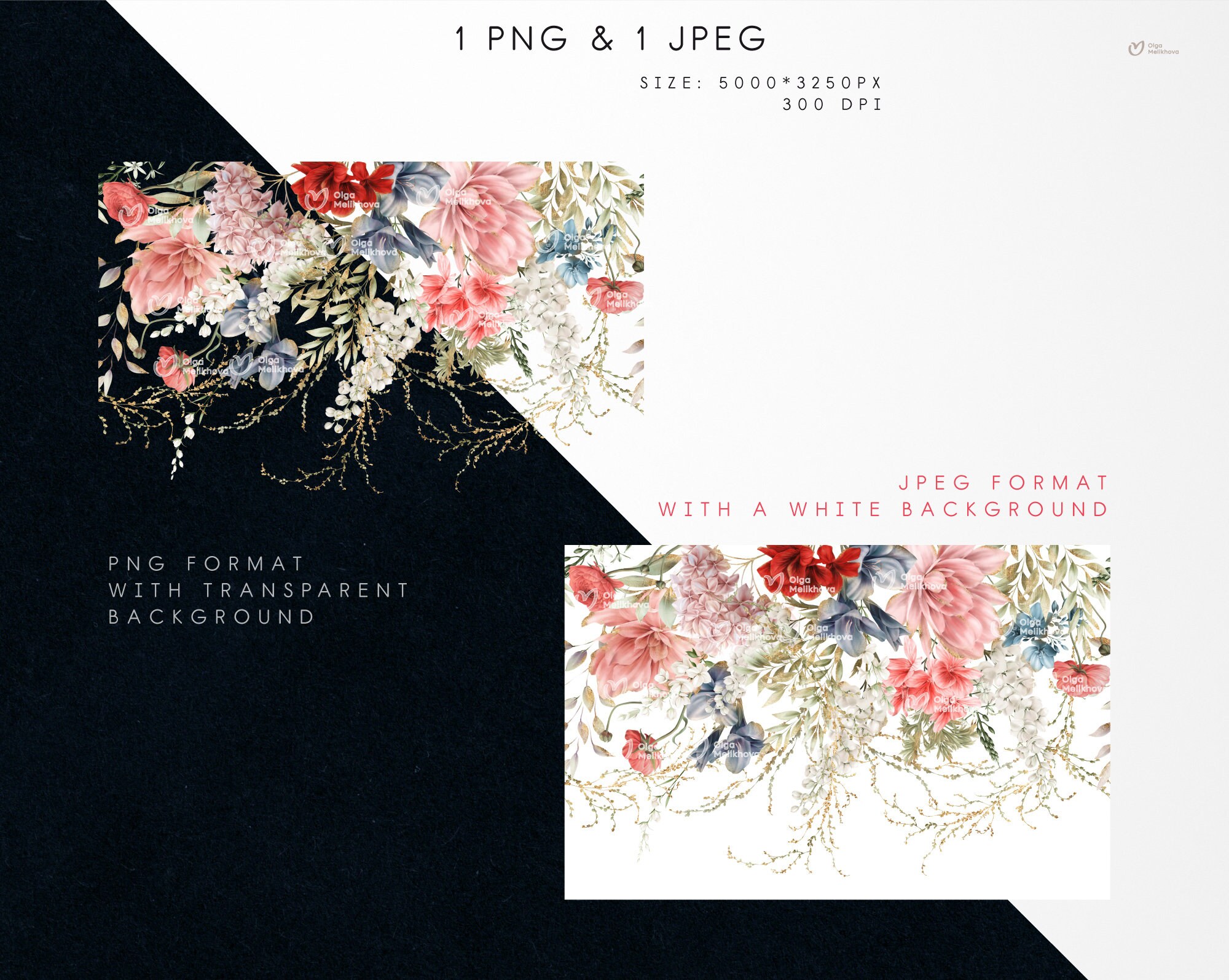 Floral Border Garden Flowers Border Golden Leaves & Flowers - Etsy