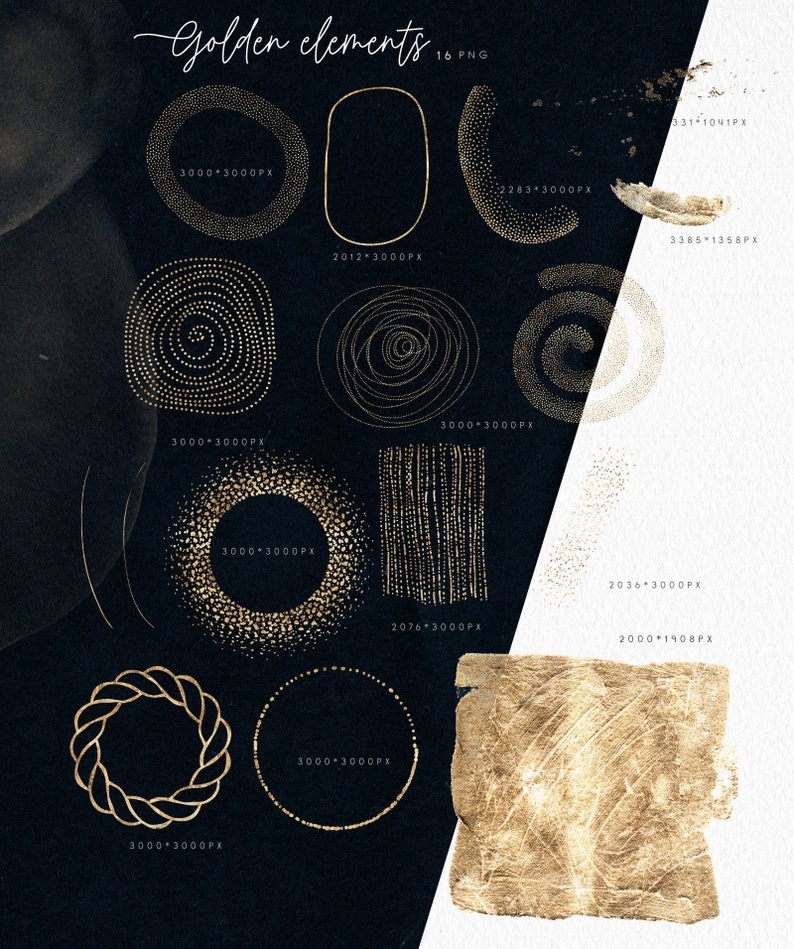 Gold Golden Elements Png Golden Clipart Gold Foil Wedding - Etsy