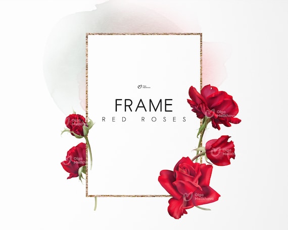 Floral Frame Roses Frame Red Roses Frame for - Etsy