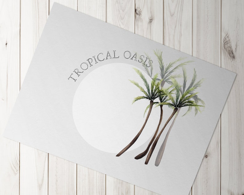 Tropical Trees Collection Digital Tropical Paper Tropical | Etsy