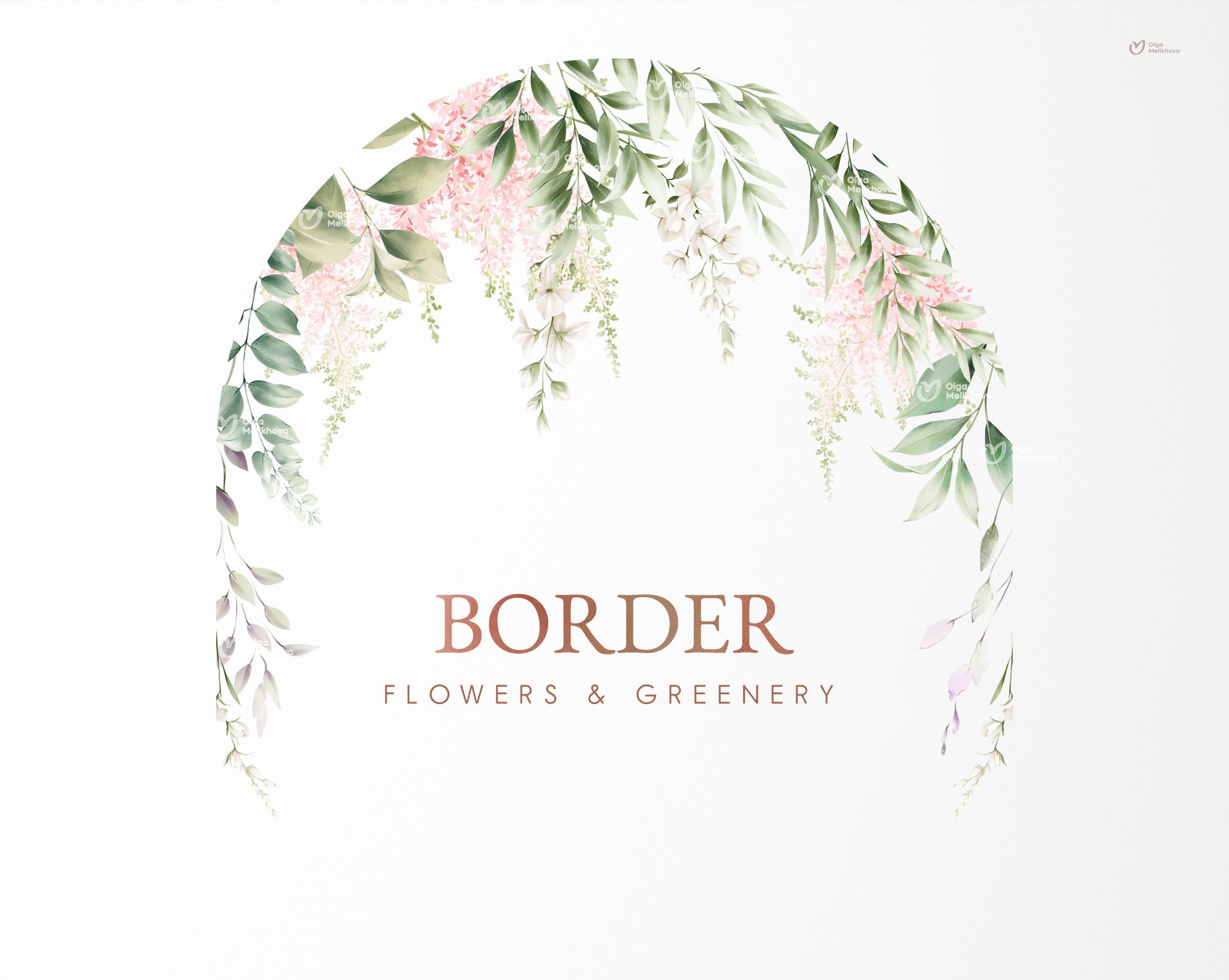 Floral Border Oval Border Greenery Frame Watercolor - Etsy