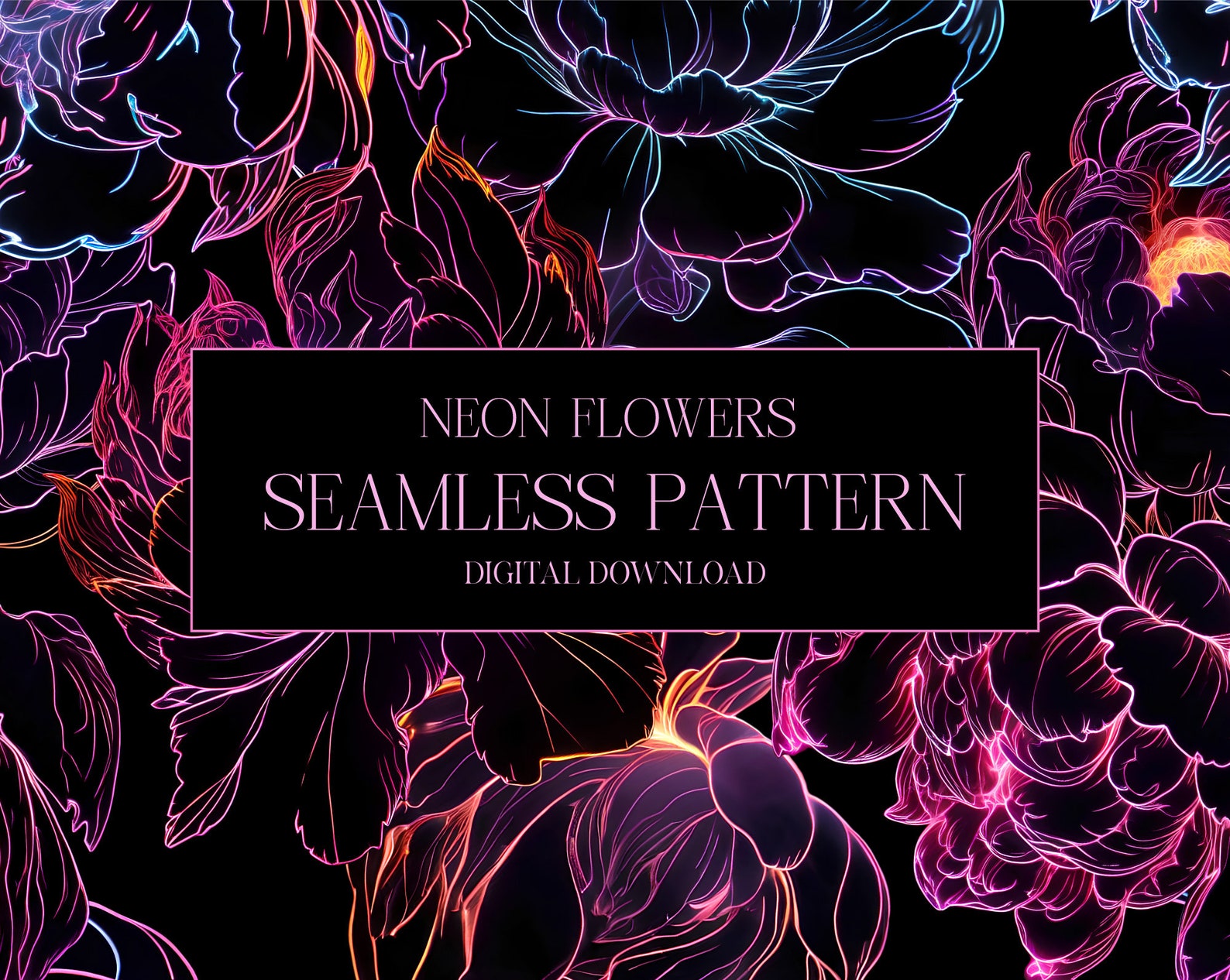 Seamless Floral Pattern, Neon Flowers, Printable Wallpaper ...