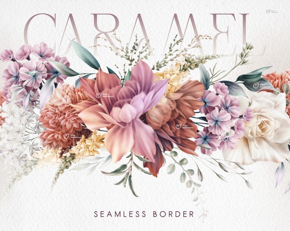 Floral Border Seamless Border Gargen Flowers Watercolor - Etsy