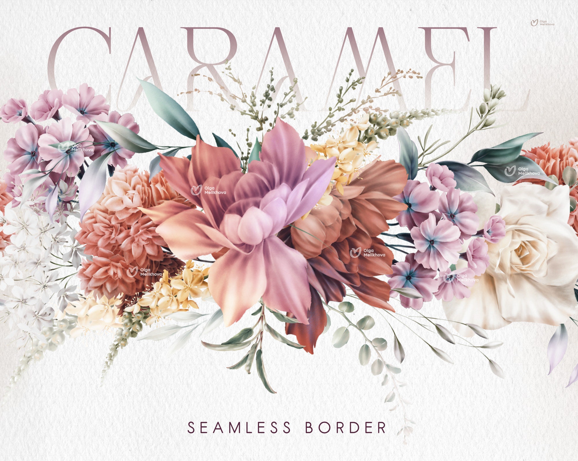 Floral Border, Seamless Border, Gargen Flowers, Watercolor, Wedding ...