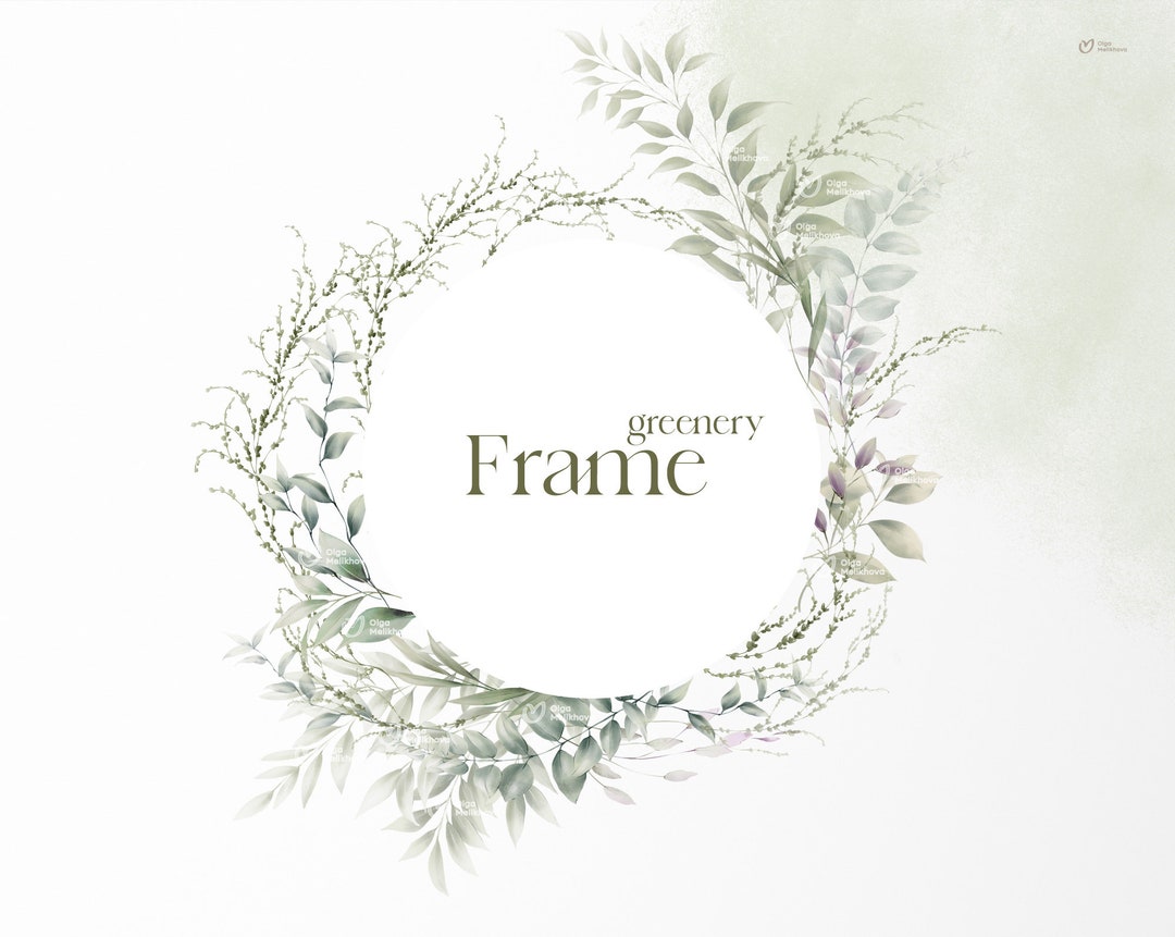 Floral Frame, Greenery Frame, Foliage, Wedding Invite Card, Digital ...