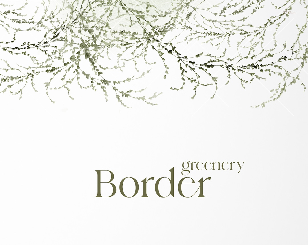 Floral Border, Greenery Foliage Border, Green Leaves, Wedding Invite ...