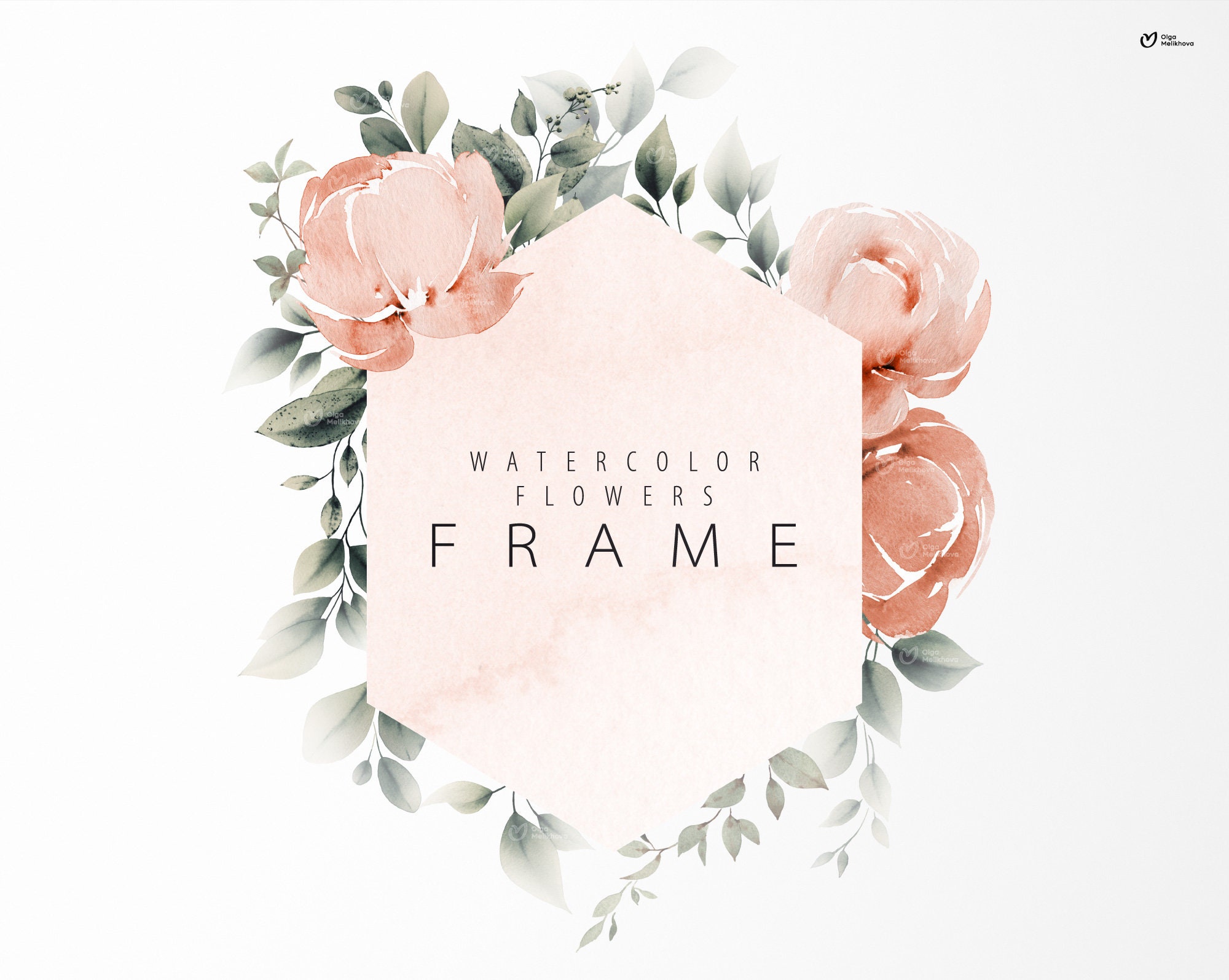 Floral Frame Watercolor Roses and Greenery Wedding Invite - Etsy