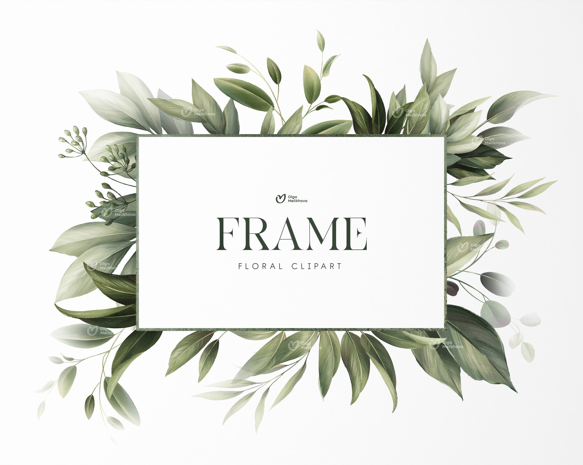 Floral Frame Greenery Frame Foliage Wedding Invite Card - Etsy