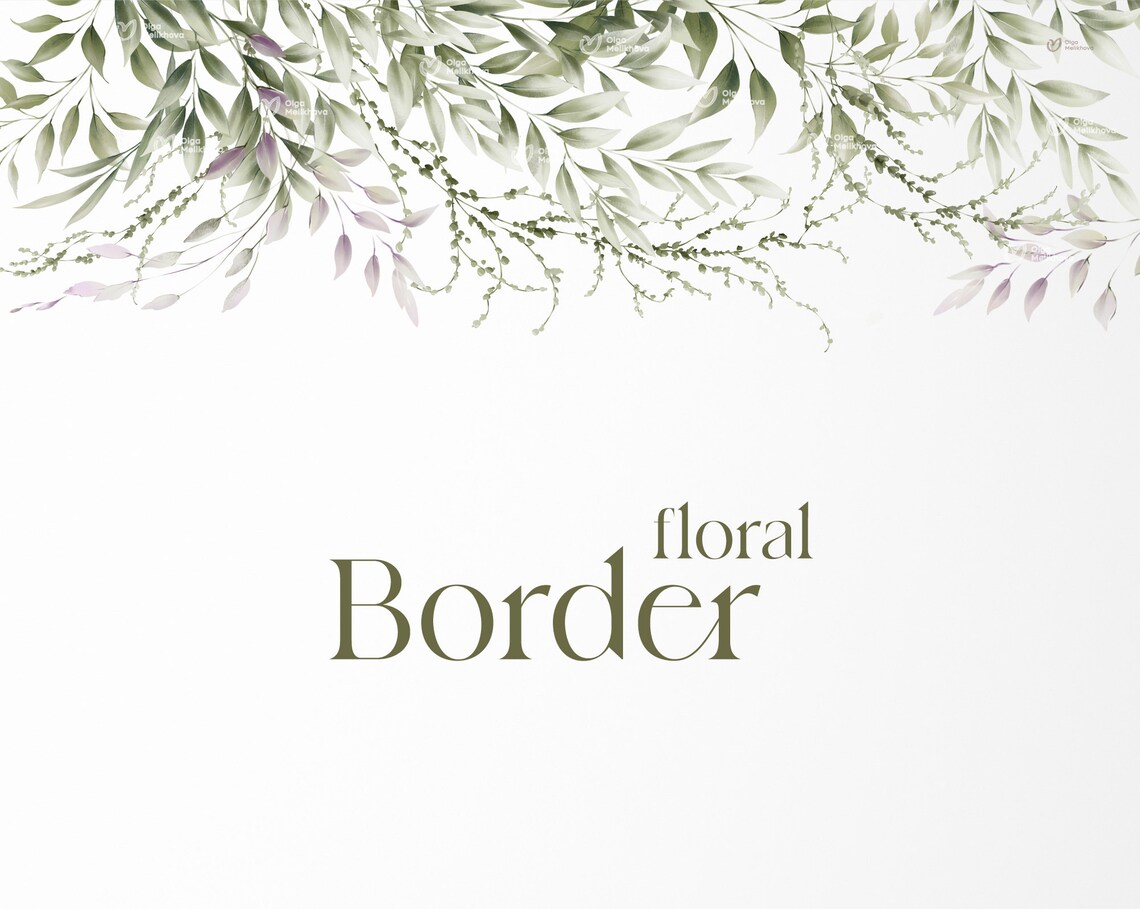 Floral Border Greenery Foliage Frame Green Leaves Wedding - Etsy