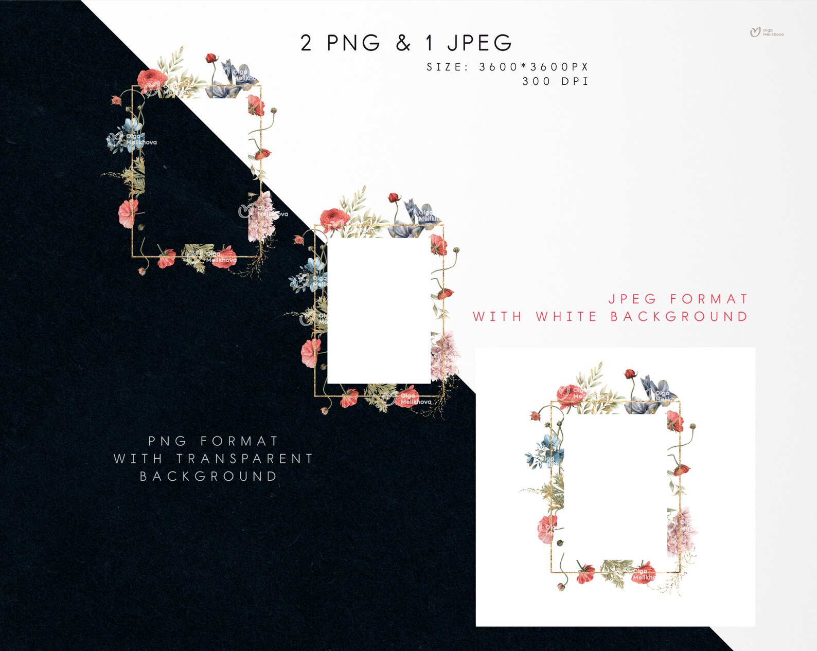 Floral Frame Garden Flower Frame Flral Border Wedding - Etsy