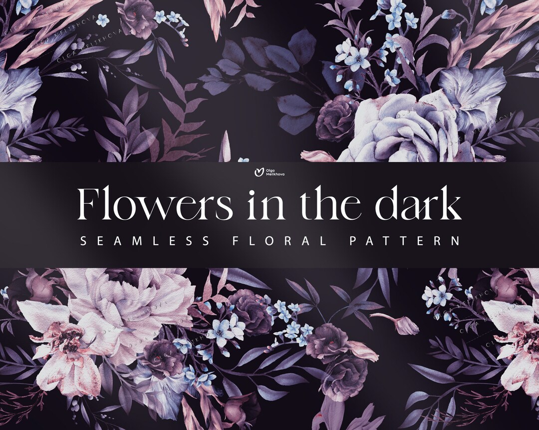 Dark Floral Pattern, Digital Download Floral Print, Digital Paper ...