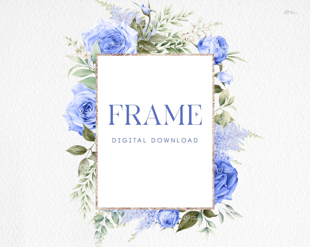 Floral Frames, Blue Flowers, Border Frame, Wedding Frame Clipart for ...