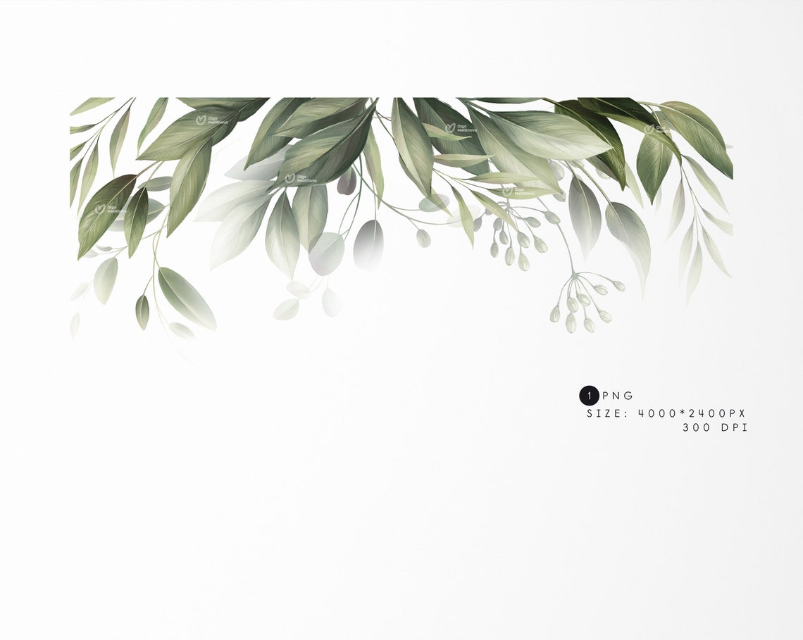 Floral Border Greenery Foliage Border Green Leaves Wedding - Etsy