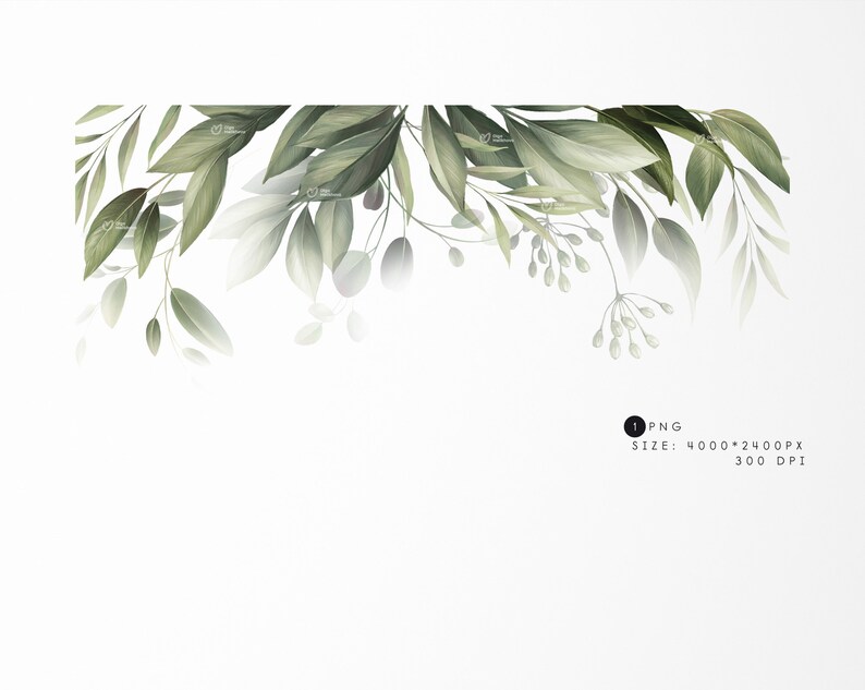 Floral Border Greenery Foliage Border Green Leaves Wedding - Etsy