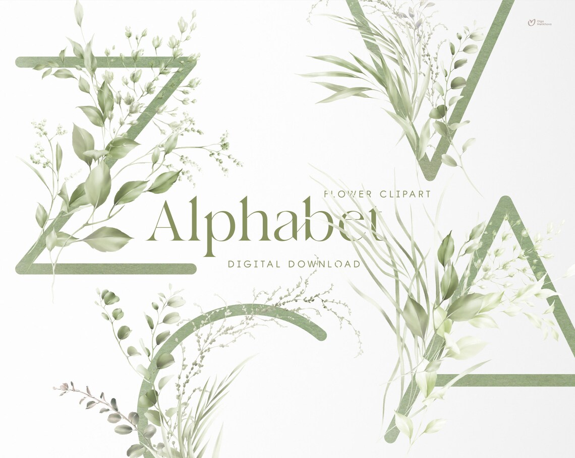 Letters and Numbers Floral Alphabet Greenery Alphabet - Etsy