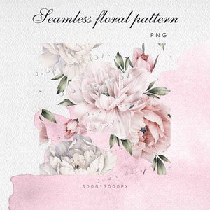 Seamless Floral Pattern | Digital Paper | Watercolor Peonies - Etsy
