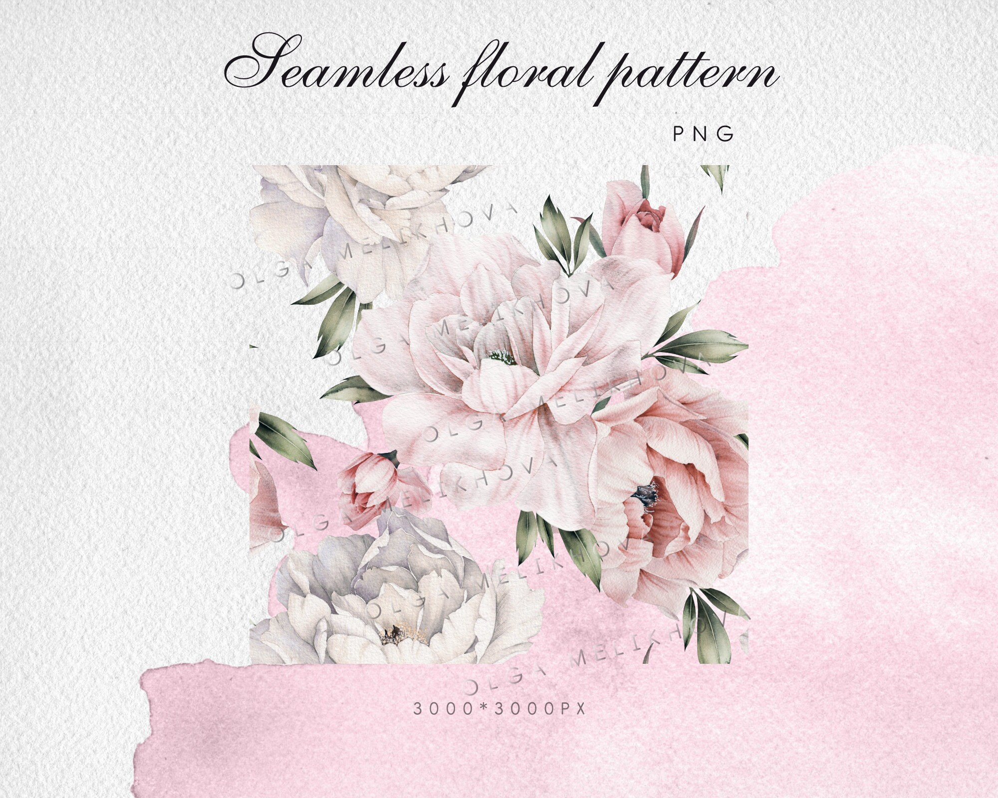 Seamless Floral Pattern Digital Paper Watercolor Peonies - Etsy