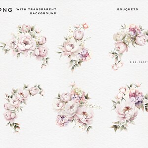 Pink Bloom, Peonies Floral Clipart, Watercolor Flowers, Floral Border ...