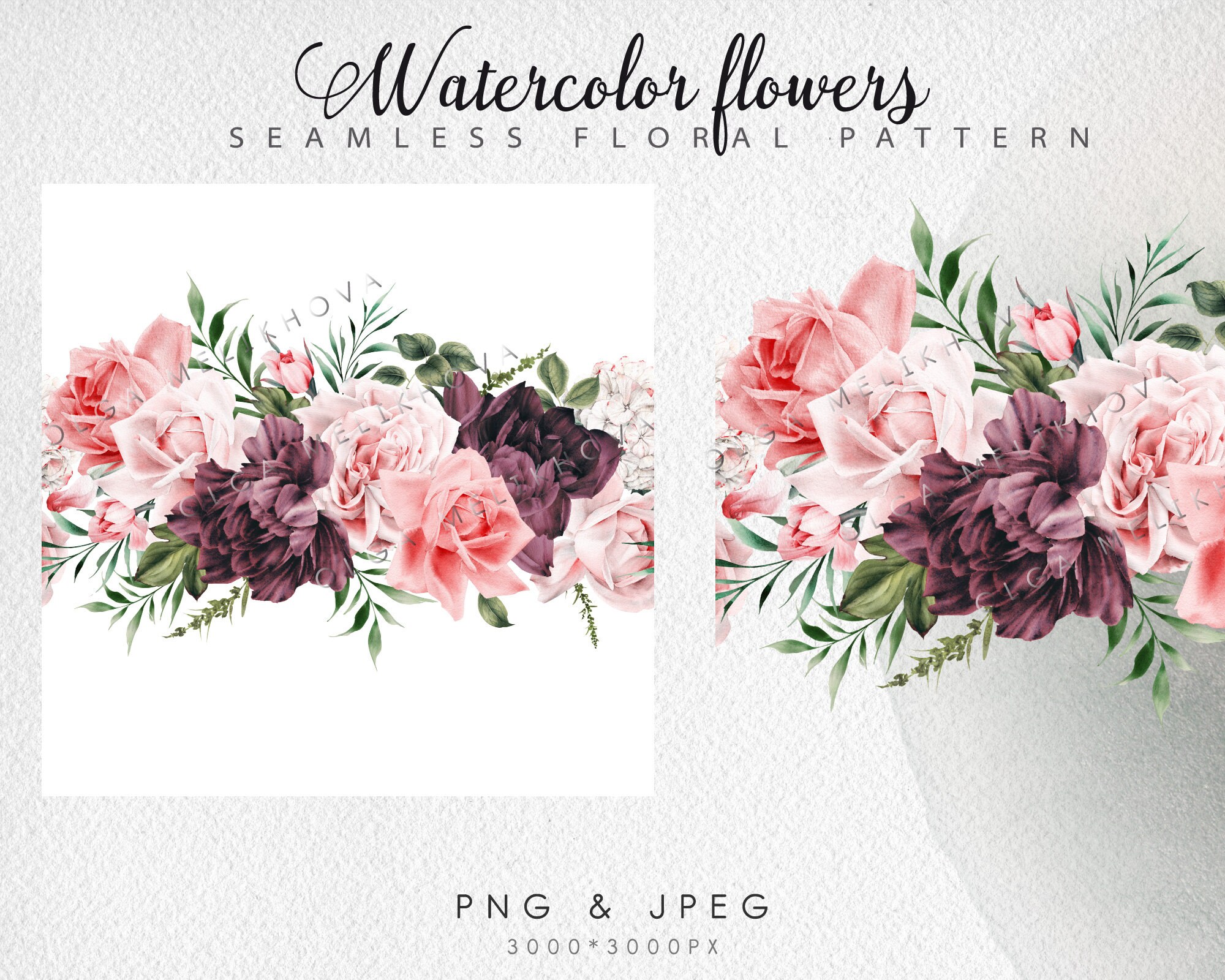 Watercolor Flowers Clipart PNG, Bouquet, Seamless Pattern, Floral ...