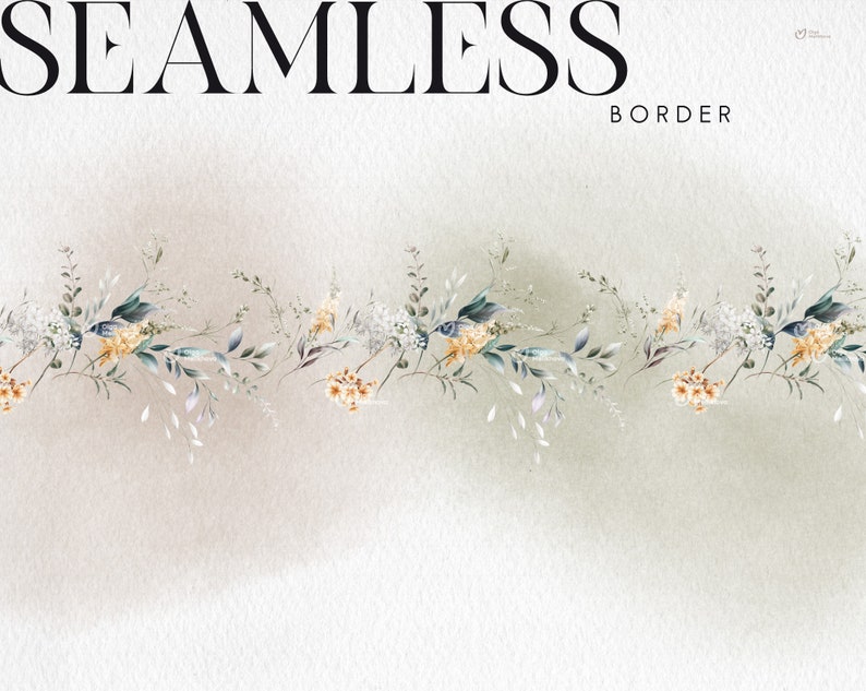 Floral Border, Seamless Border, Wildflowers, Watercolor, Wedding Invite ...