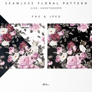 Seamless Floral Patterns, Digital Floral Paper, Clipart PNG, Watercolor ...