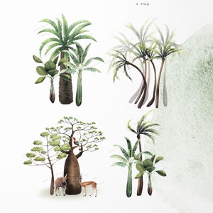 Tropical Trees Collection, Digital Tropical Paper, Tropical Ephemera ...