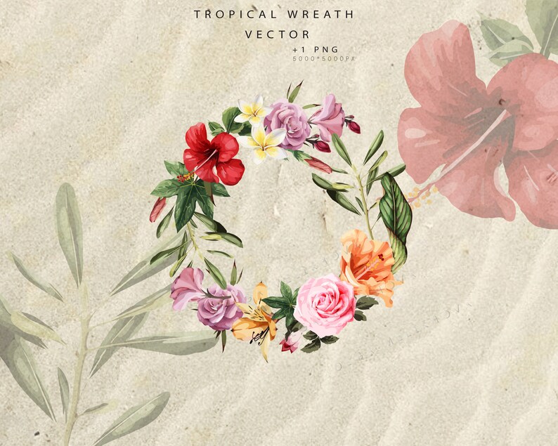 Tropical Floral Set Vector Illustration Flowers and Leaves - Etsy