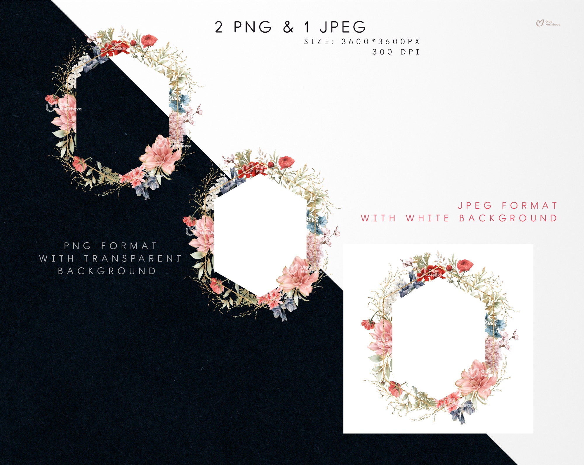 Floral Frame Garden Flower Frame Foliage Floral Border - Etsy