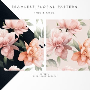 Seamless Peony Pattern, Printable Floral Wallpaper, Digital Download ...