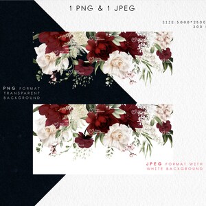 Burgundy Flowers Bundle, Border-frames, Wedding Invite Card, Bouquets ...