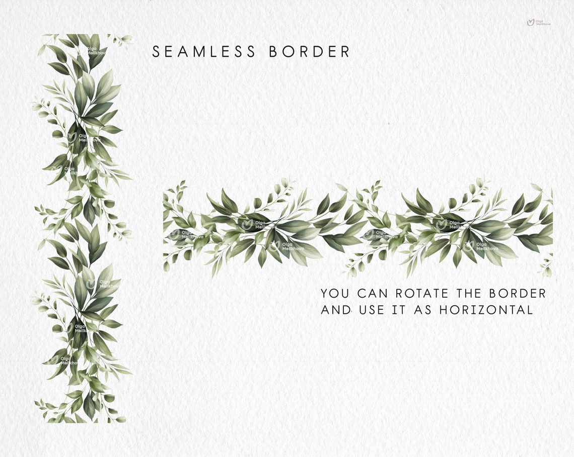 Floral Border Vertical Border Greenery Foliage Wedding - Etsy