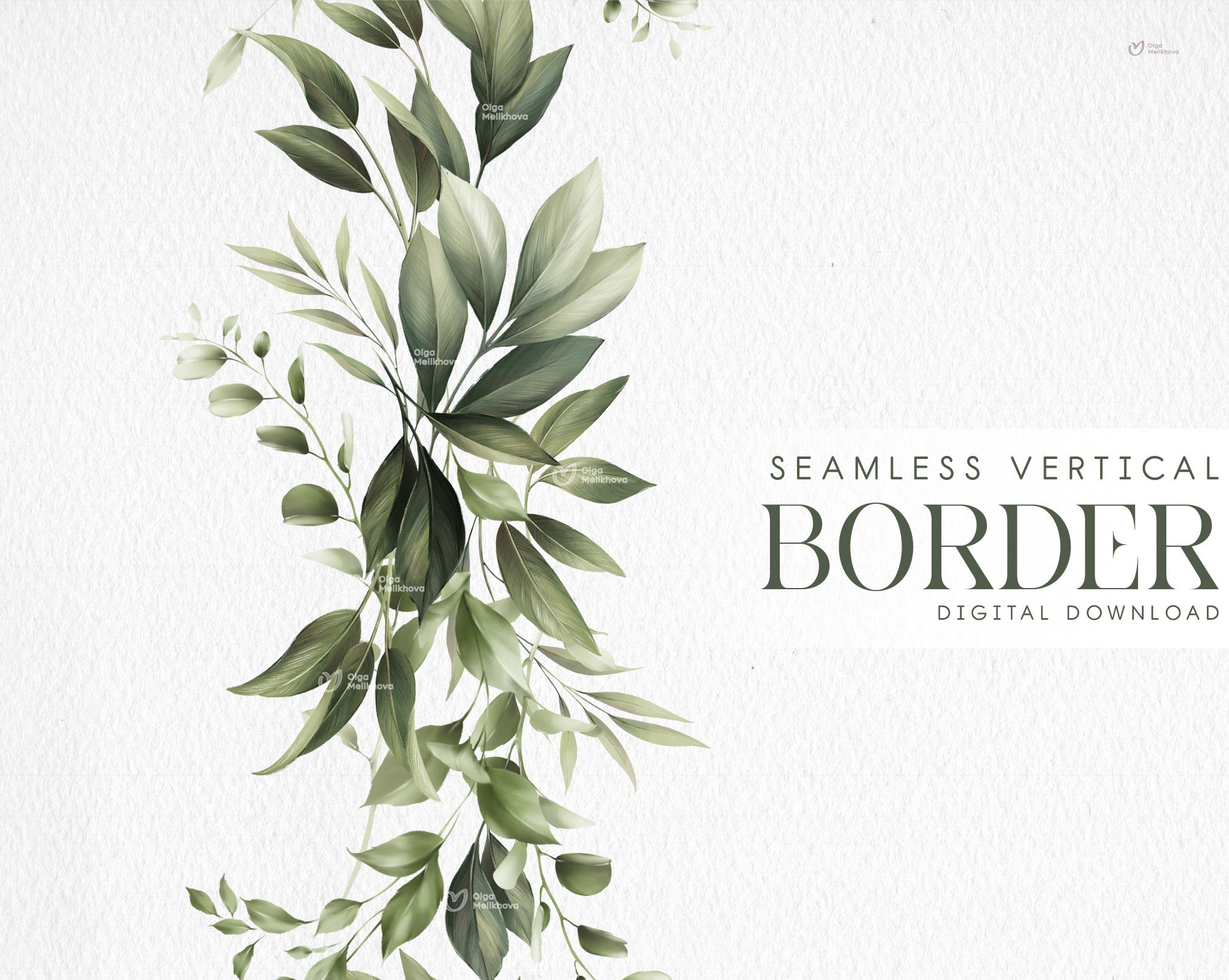 Floral Border Vertical Border Greenery Foliage Wedding - Etsy