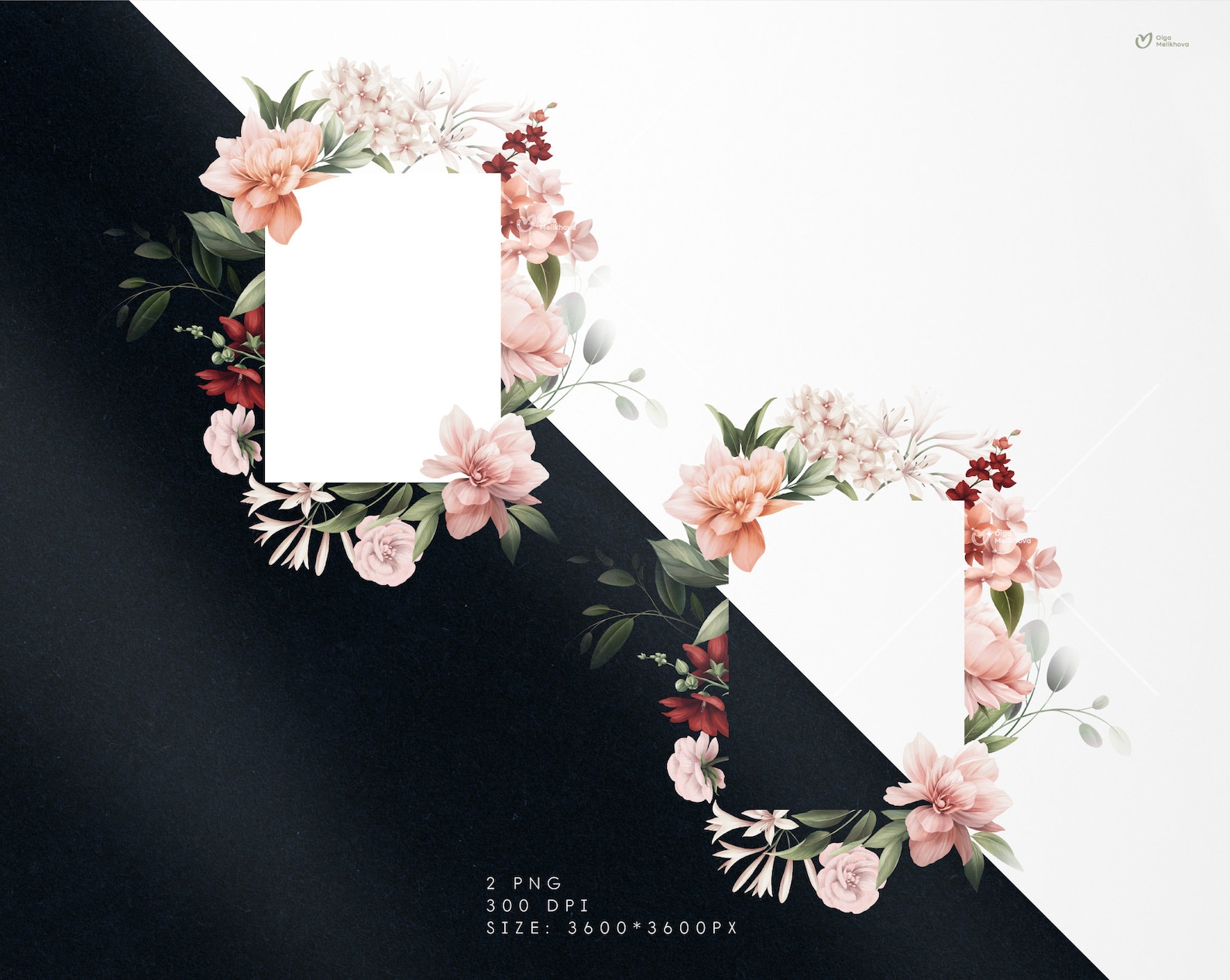 Boho Floral Frame Flower Wreath Wedding Invite Card Digital - Etsy