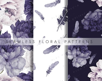 Watercolor Peonies Seamless Floral Pattern Digital Paper | Etsy